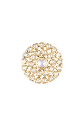 Gold Finish Kundan Ring Design by VASTRAA Jewellery at Pernia's Pop Up Shop