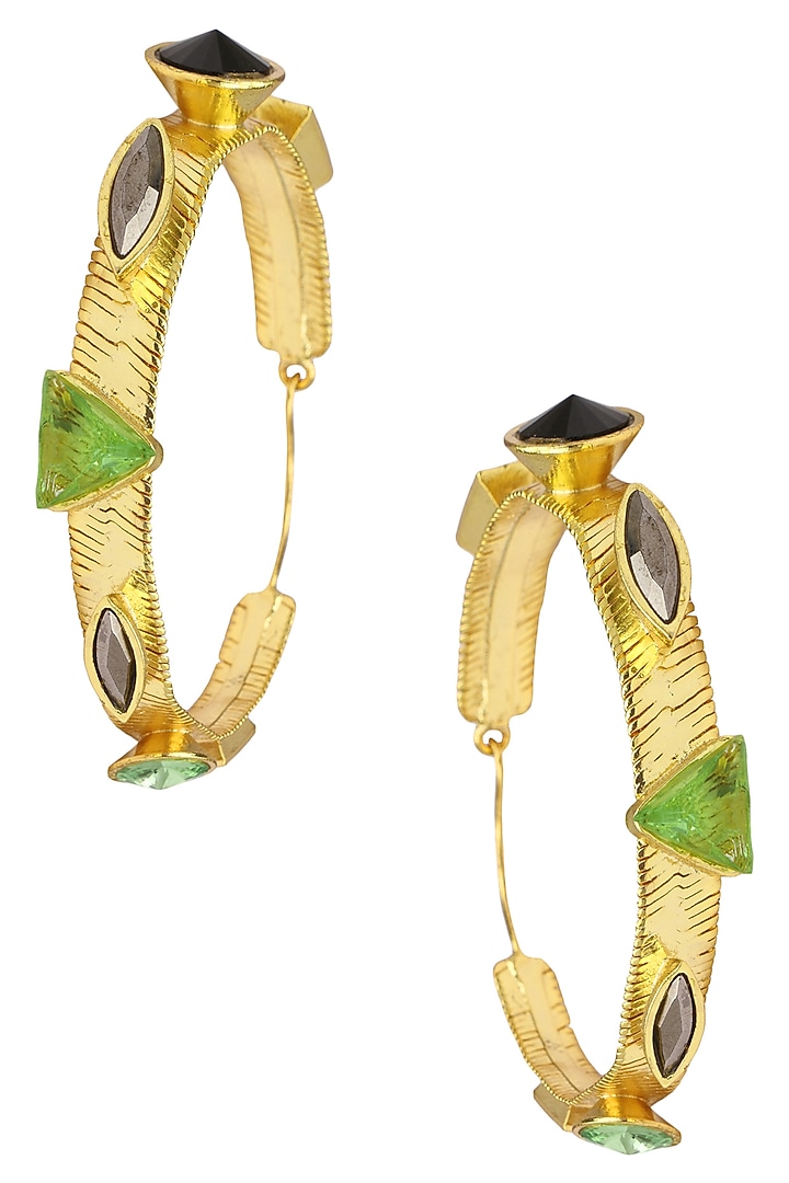 Valliyan by Nitya Arora presents Gold plated green semi precious stone ...