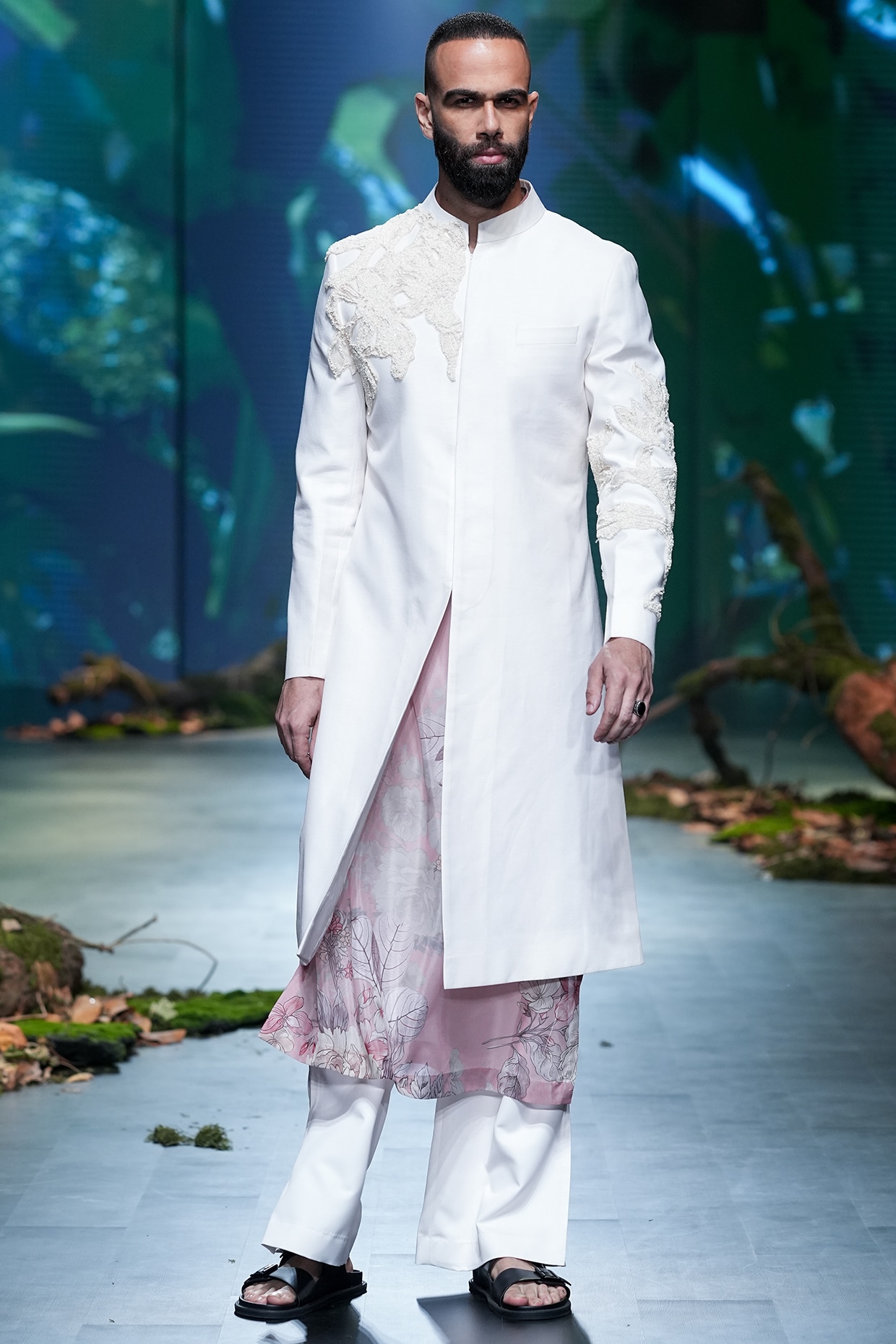 Ivory Suiting Hand Embellished Groom Sherwani Set by Varun Bahl Men at ...