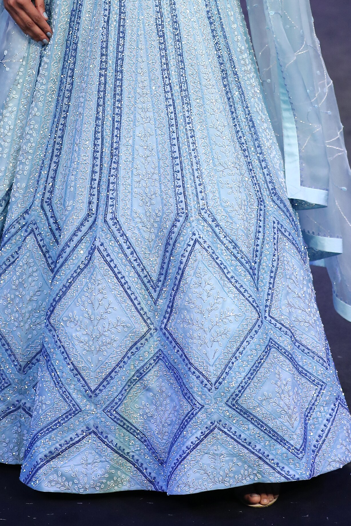 Ice Blue Embroidered Bridal Lehenga Set by Varun Chakkilam at Pernia's ...