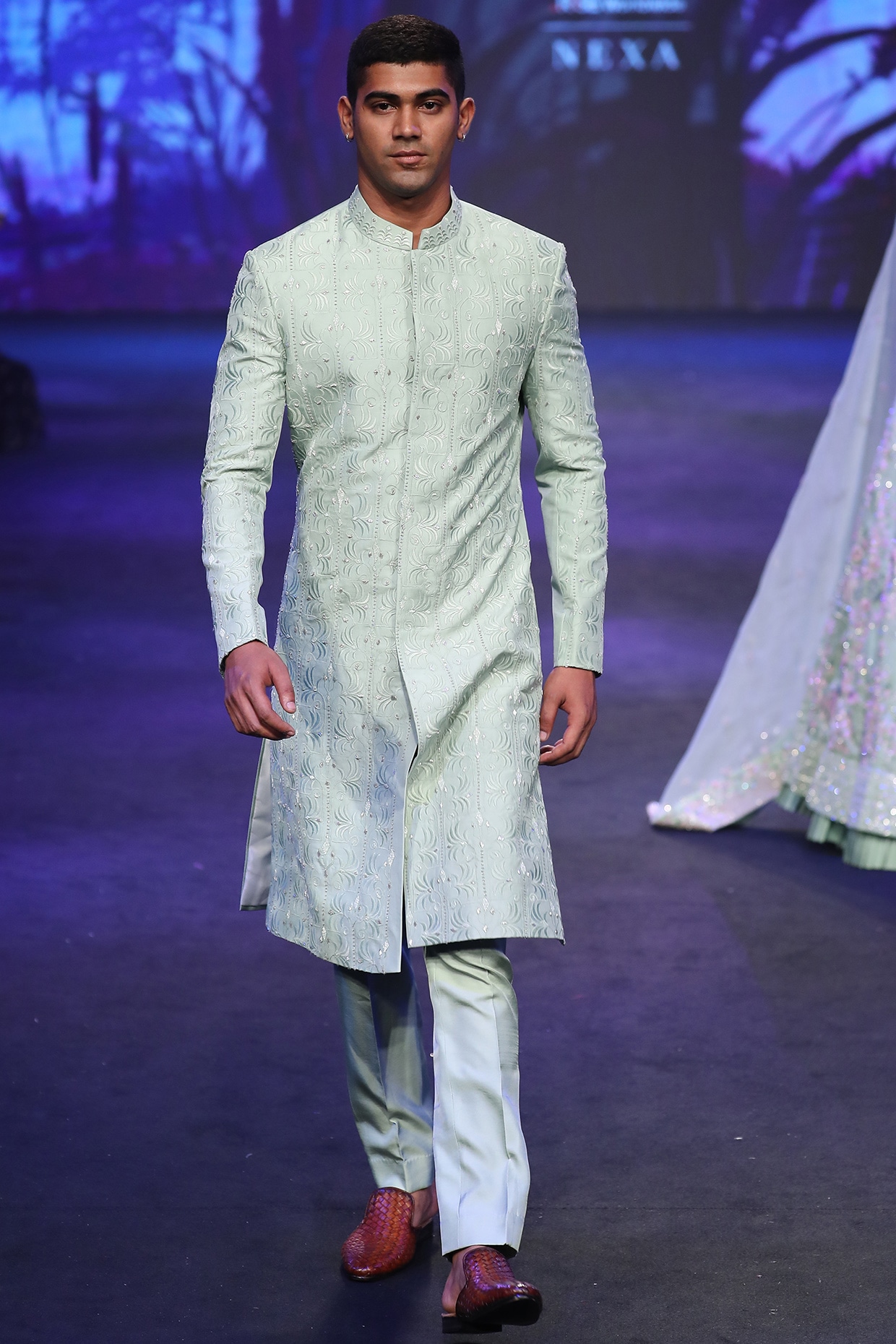Pistachio Green Embroidered Groom Sherwani Set by Varun Chakkilam Men ...