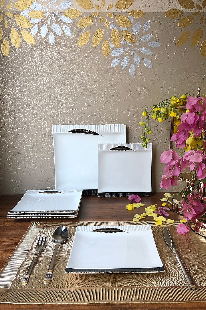 White Porcelain Square Serving Platter Set (Set of 7) by Vigneto at ...