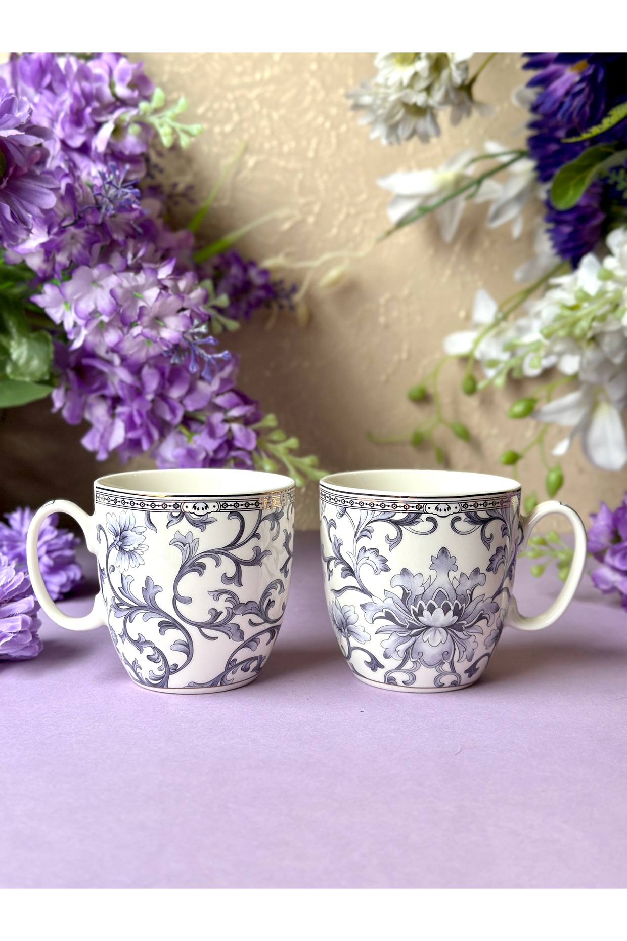 White & Royal Blue Finest Premium Porcelain Mug Set by Vigneto at ...