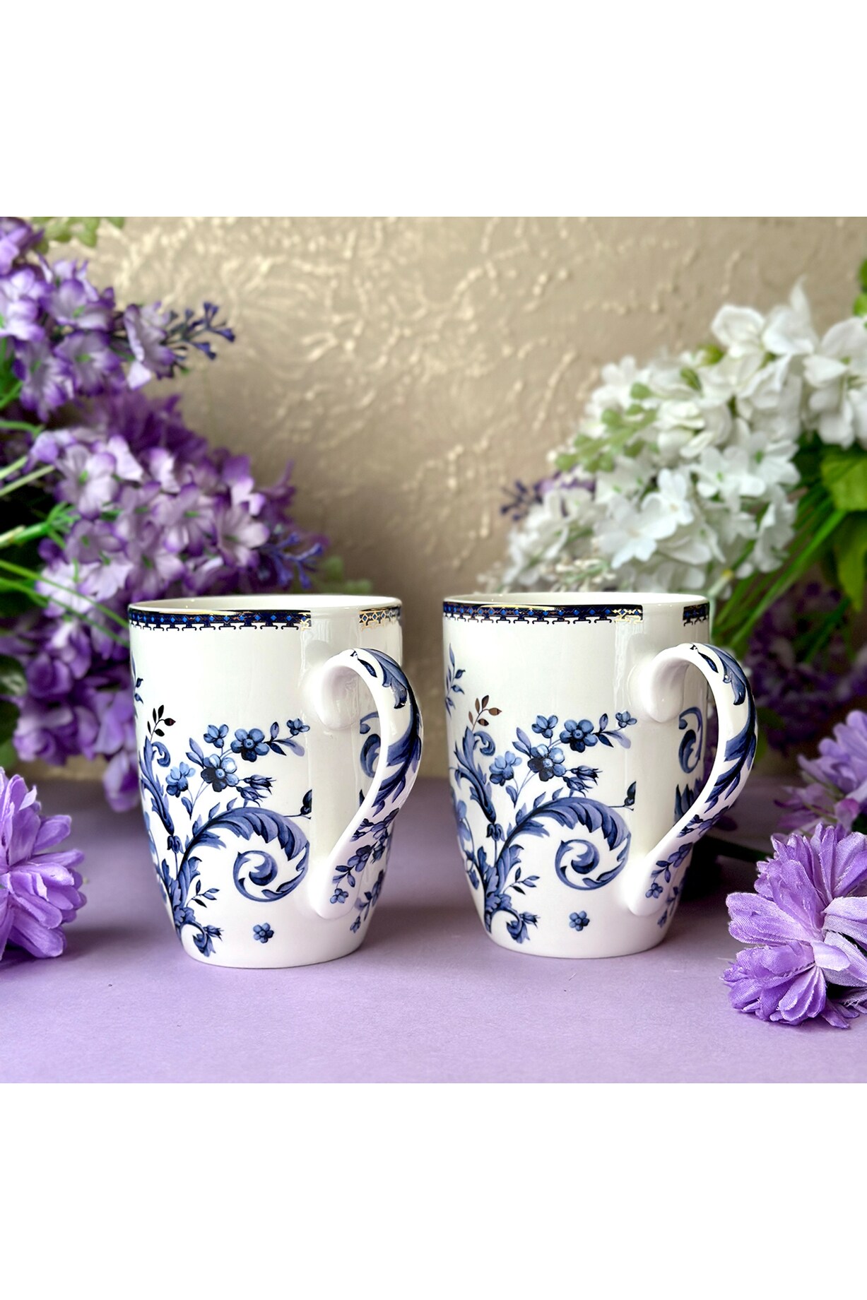 White & Midnight Blue Finest Premium Porcelain Mug Set by Vigneto at ...