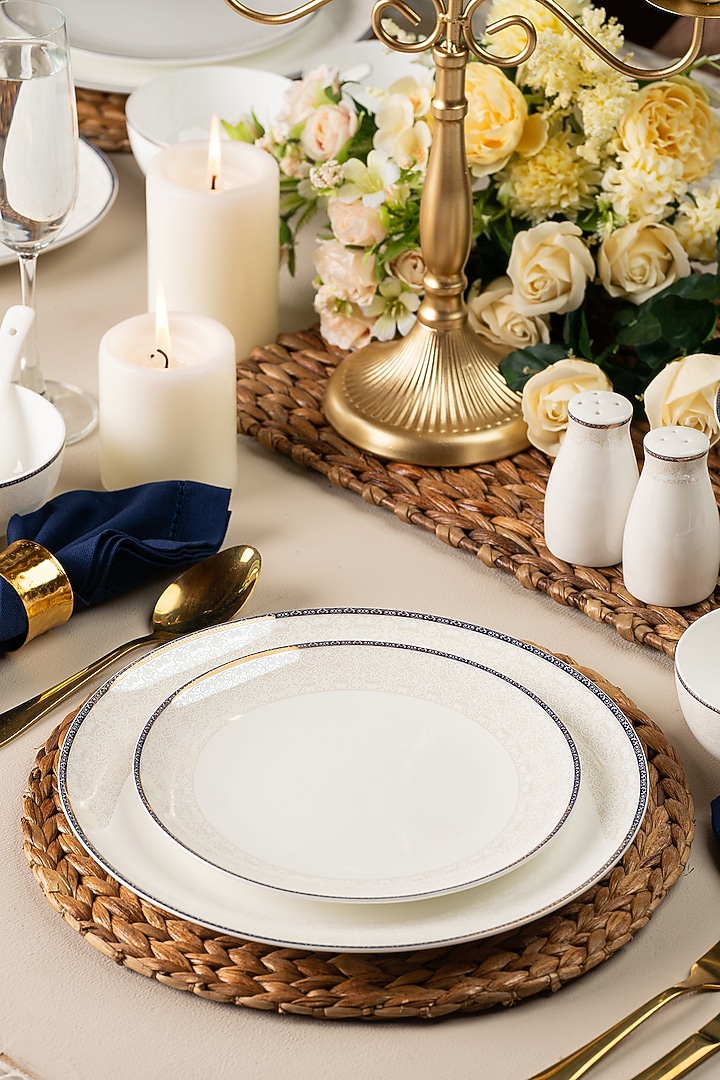 White Finest Premium Porcelian Dinner Set Design by Vigneto at Pernia's ...