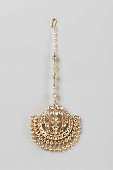 Gold Finish Kundan & Diamond Maangtikka In Sterling Silver Design by ...