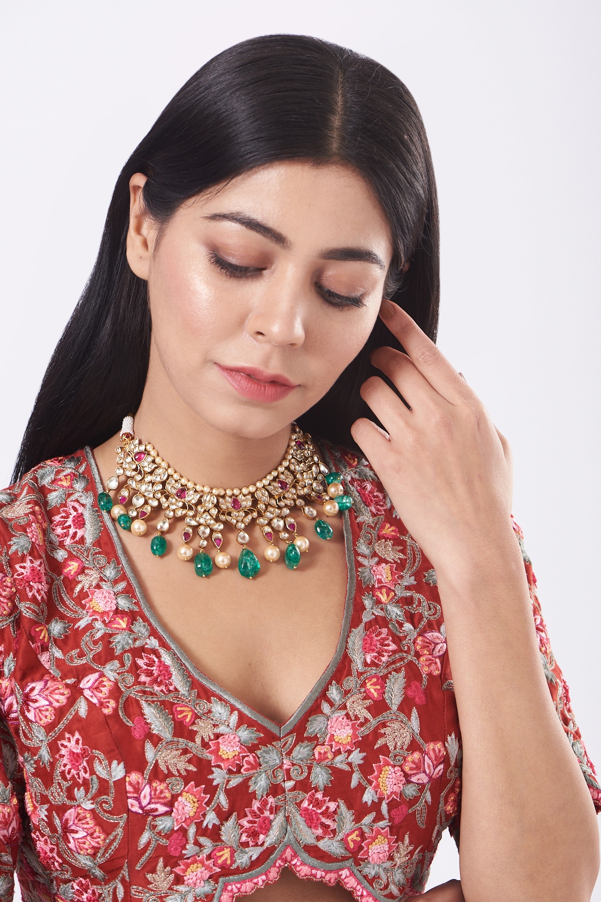 Gold Finish Kemp Stone Lotus Necklace In Sterling Silver by Vinanti ...