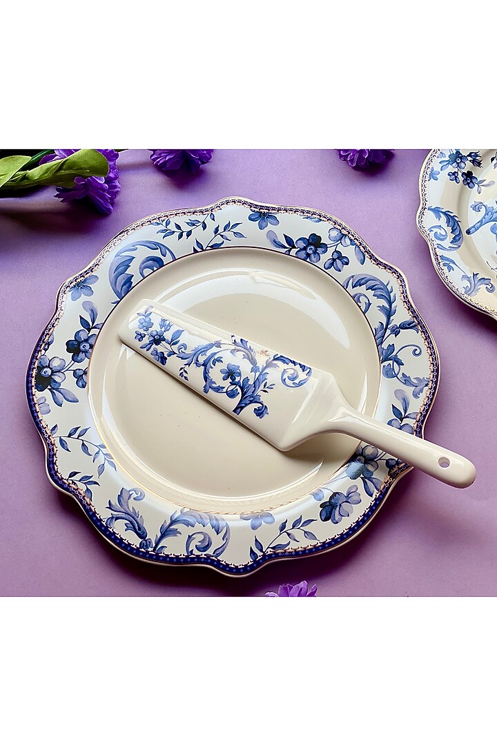 Midnight Blue Floral Serving Set by Vigneto at Pernia's Pop Up Shop 2024