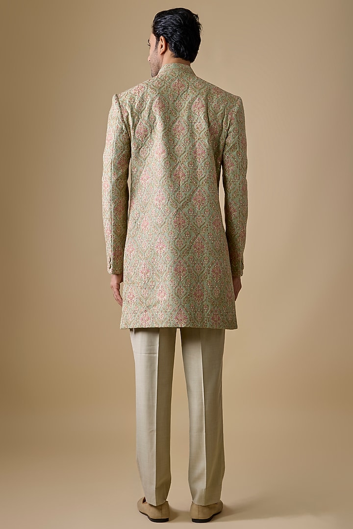 Mint Silk Groom Sherwani Set by Vanshik at Pernia's Pop Up Shop 2026