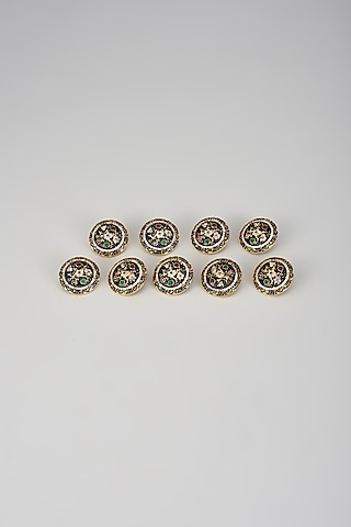 Gold Finish Diamond Embellished Buttons (Set of 9) by Vanshik at Pernia ...