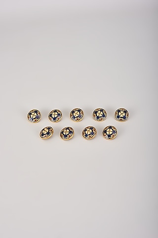 Gold Finish Multi-Colored Diamond Buttons (Set Of 9) by Vanshik at ...