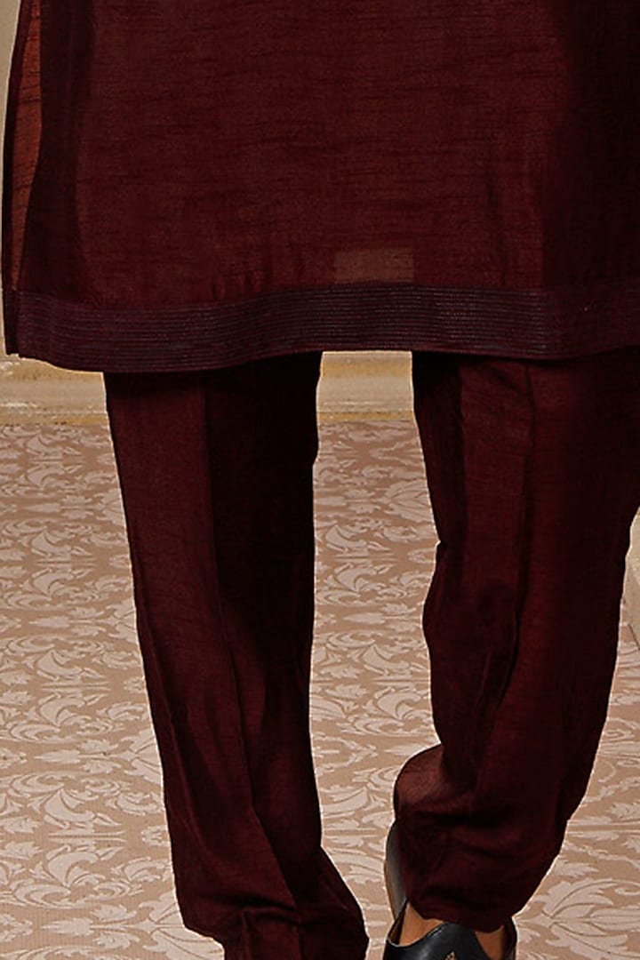 Wine and Ash Blue Nehru Jacket Set by Vanshik at Pernia's Pop Up Shop 2024