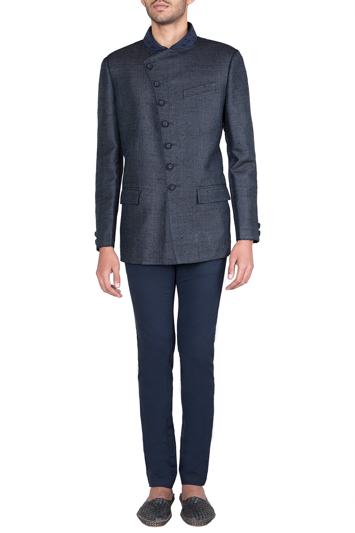 Black Embroidered Jodhpuri Jacket by Vanshik at Pernia's Pop Up Shop 2025