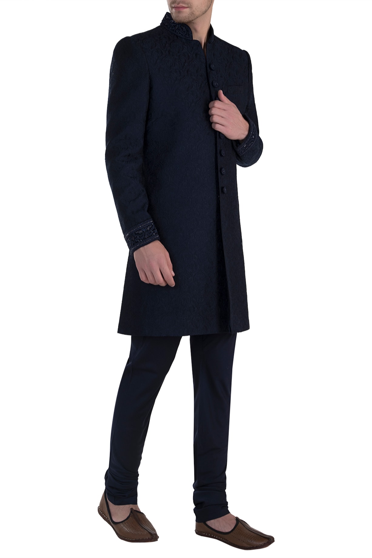 Blue embroidered sherwani jacket available only at Pernia's Pop Up Shop ...