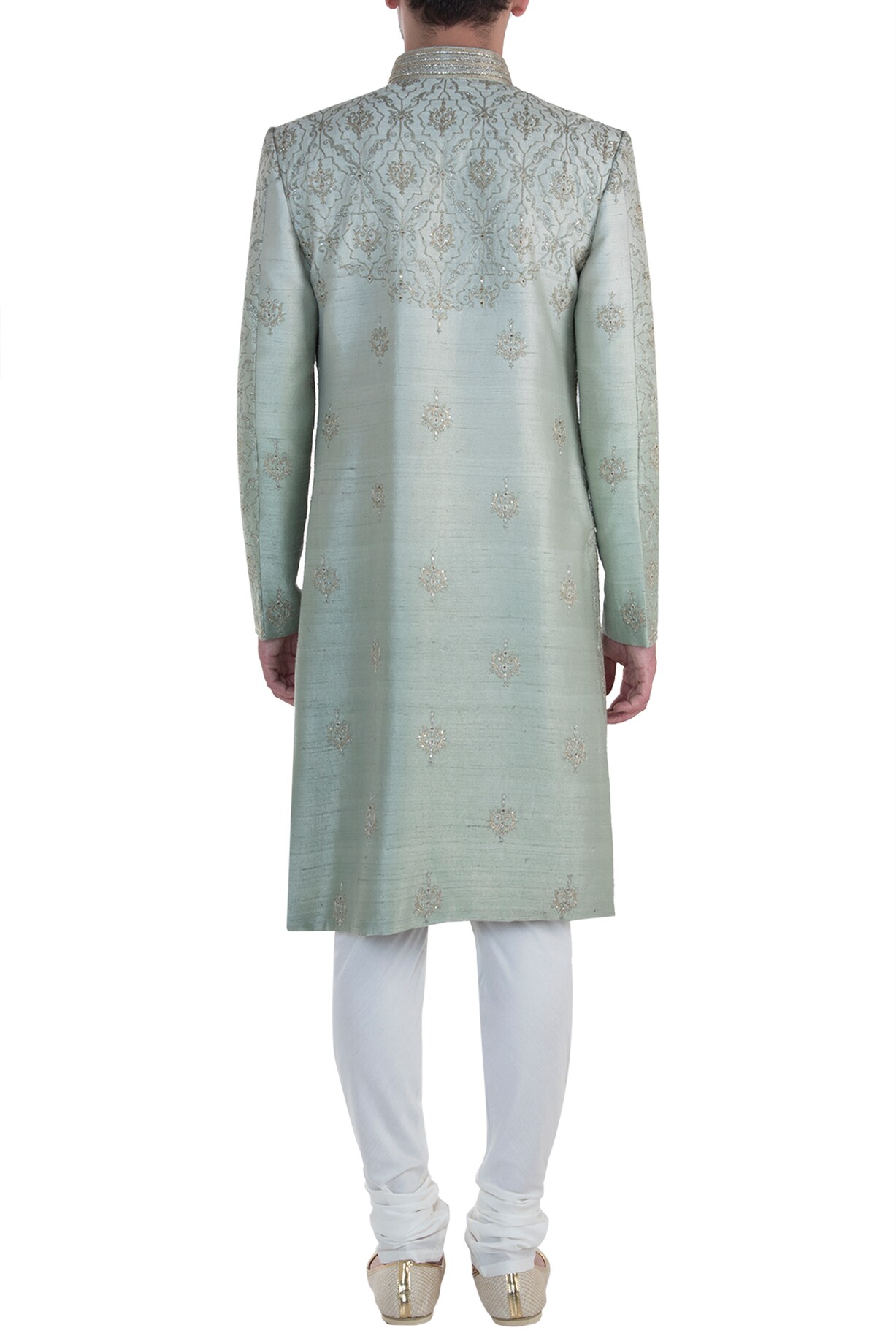 Mint embroidered sherwani with churidar pants available only at Pernia ...