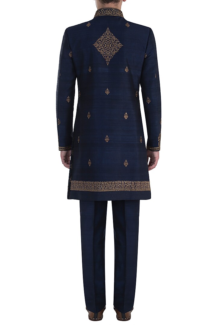 Buy Vanshik Navy Blue Sherwani Set at Pernia'sPopUpShopMen 2022