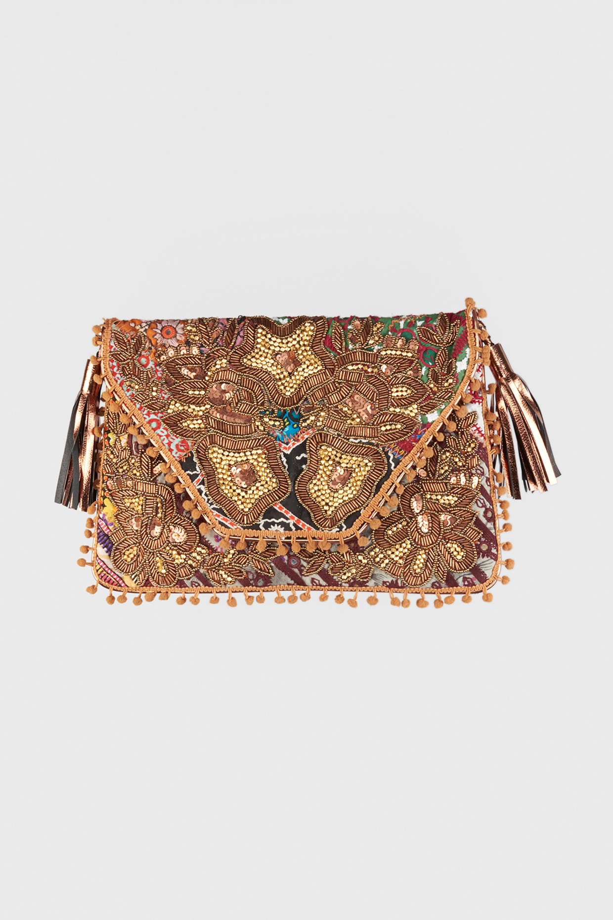 Dull Gold Hand Embroidered Sling Bag by Vipul Shah Bags at Pernia's Pop ...