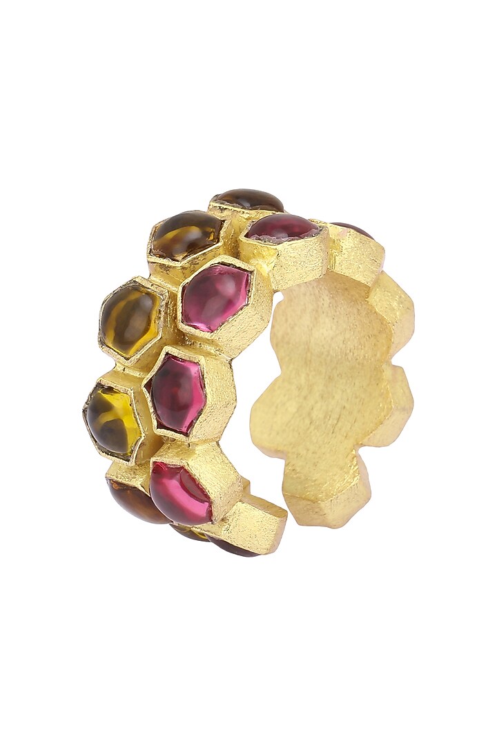 Gold Plated Semiprecious Stone Beehive Ring available only at Pernia's ...