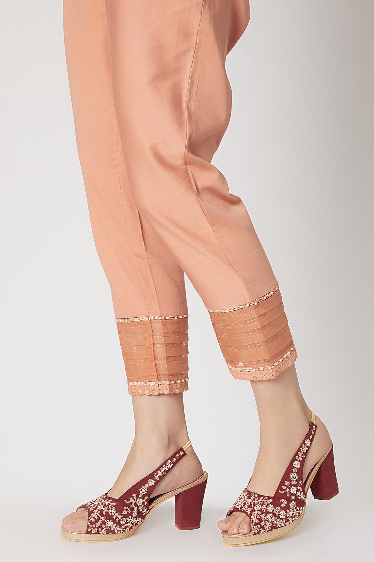 Red & Gold Embroidered Block Heels by Veruschka By Payal Kothari at ...