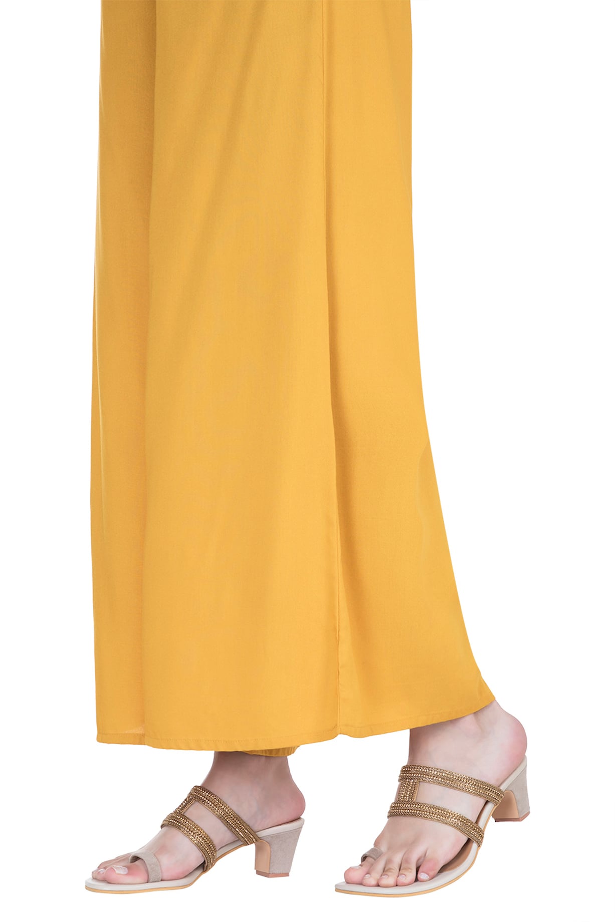 Cream & Gold Embroidered Heel Sandals Design by Veruschka By Payal ...