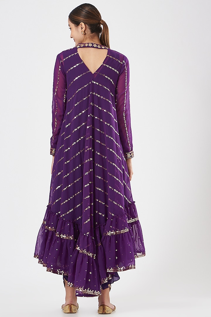 Purple Crepe Dhoti Set by Vvani By Vani Vats at Pernia's Pop Up Shop 2026