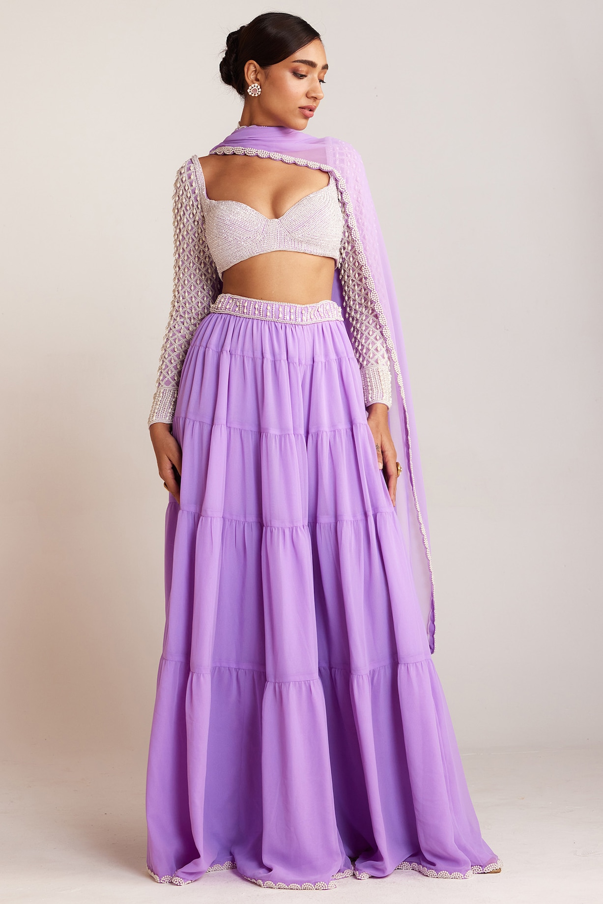 Lilac Georgette Sharara Set by Vvani By Vani Vats at Pernia's Pop Up Shop 2025