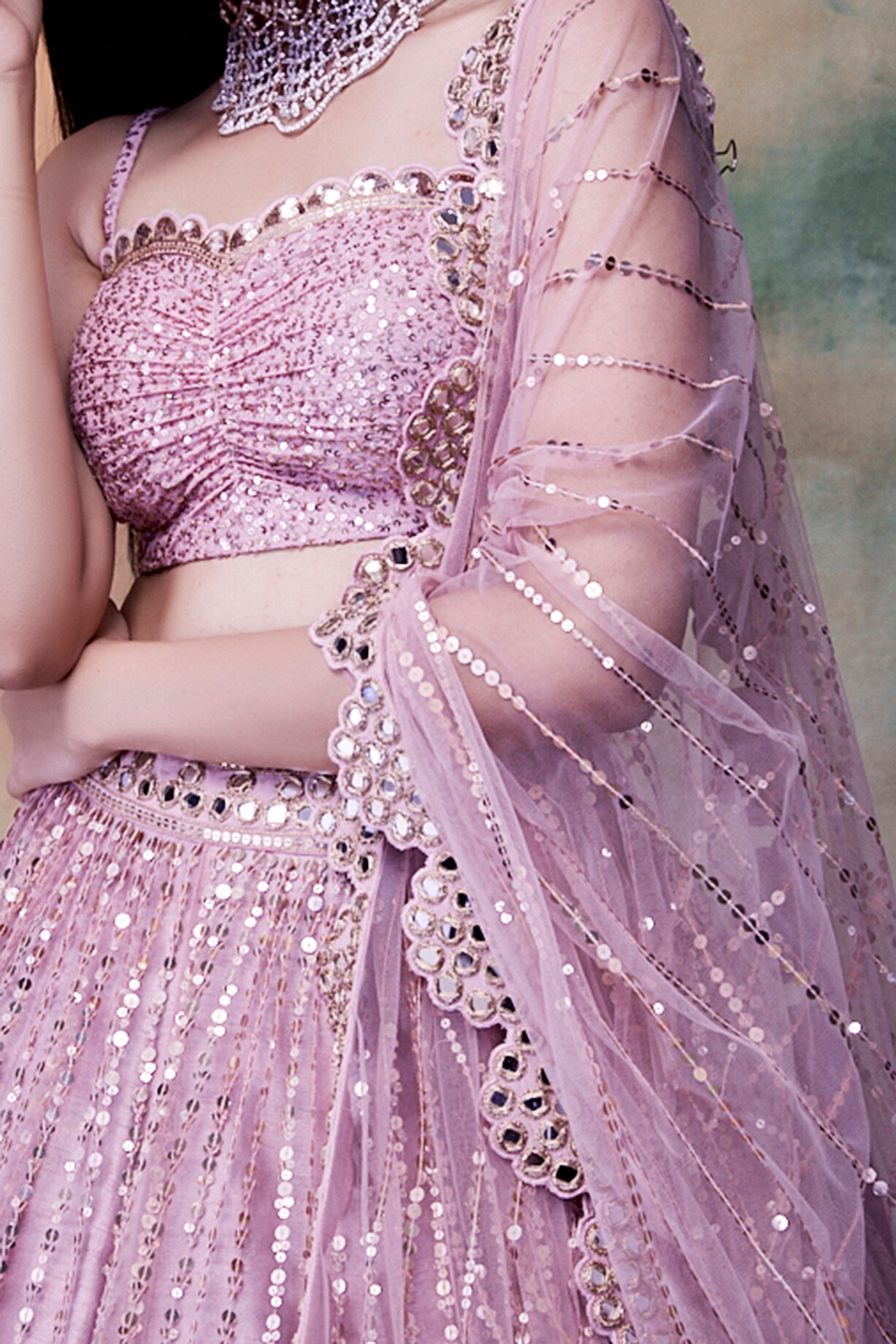 Powder Pink Net embroidered Lehenga Set by at Pernia's Pop Up Shop 2025