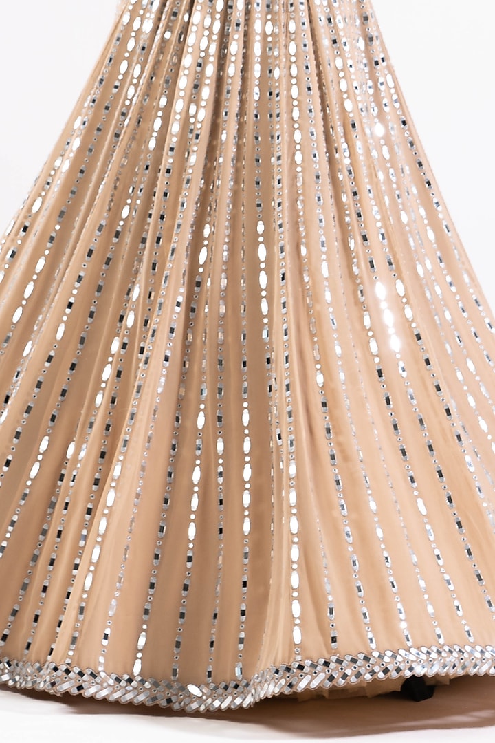 Beige Georgette Mirror Embellished Bridal Lehenga Set by Vvani by Vani ...