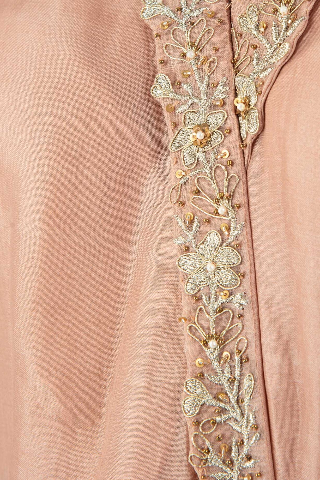 Nude Embroidered Long Kurta Set Available Only At Pernias Pop Up Shop