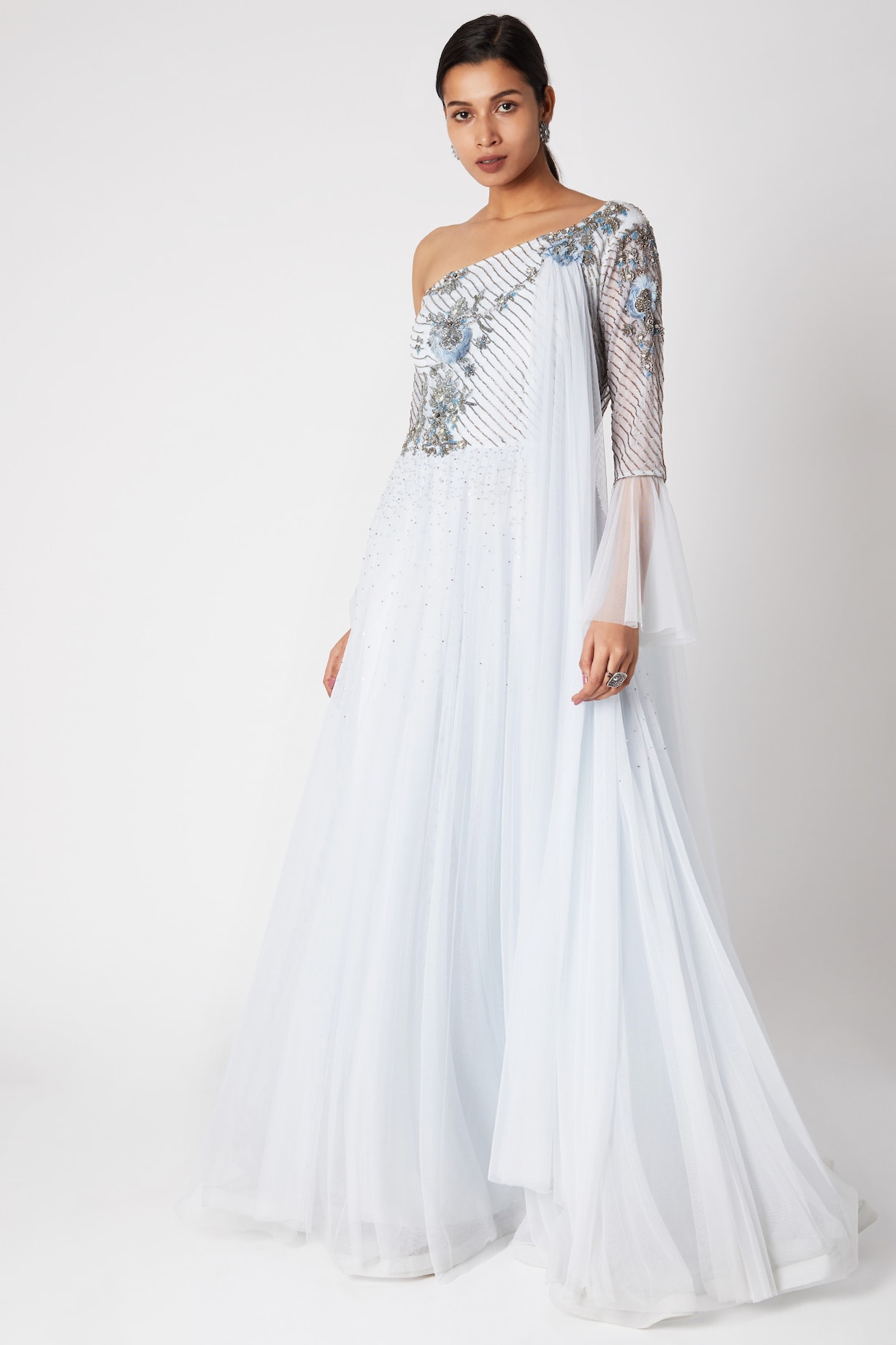Ice Blue Embroidered Drape Gown by Vyasa By Urvi at Pernia's Pop Up ...