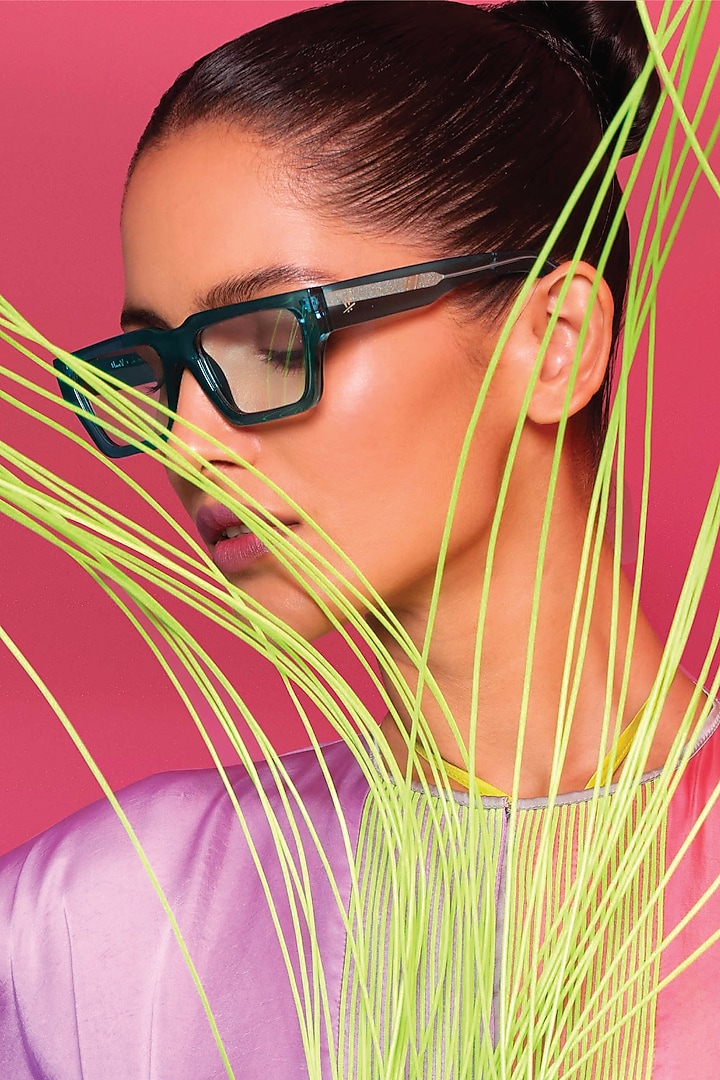 Teal Blue & Pink UV Protected Sunglasses by Wendell Rodricks x MacV at ...