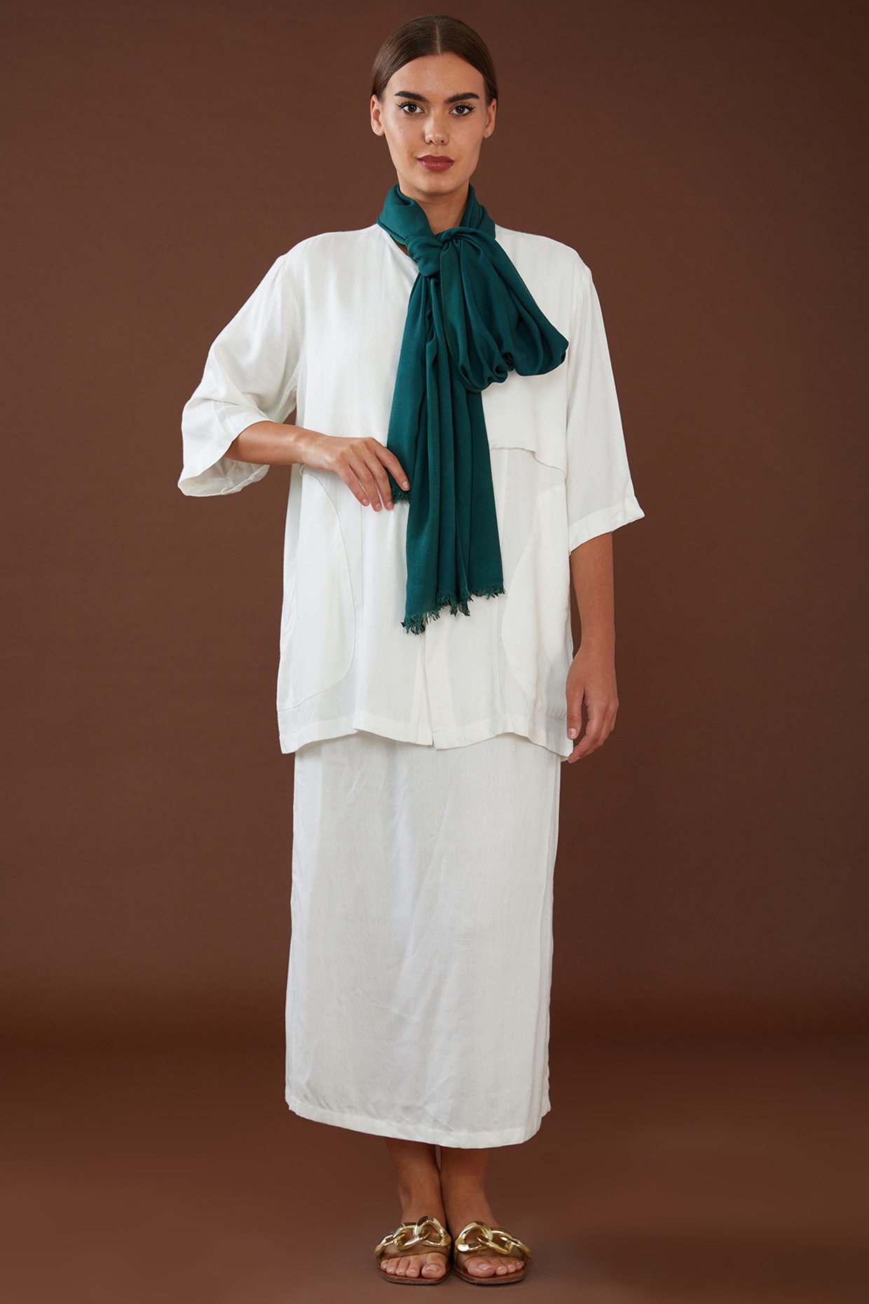 Green Lotus Stem Fiber Scarf by Whakato at Pernia's Pop Up Shop 2025