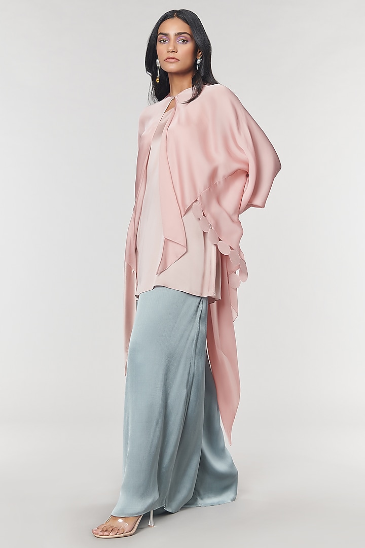 Blush Scalloped Detailed Asymmetrical Cape Top by Amit Aggarwal X ...