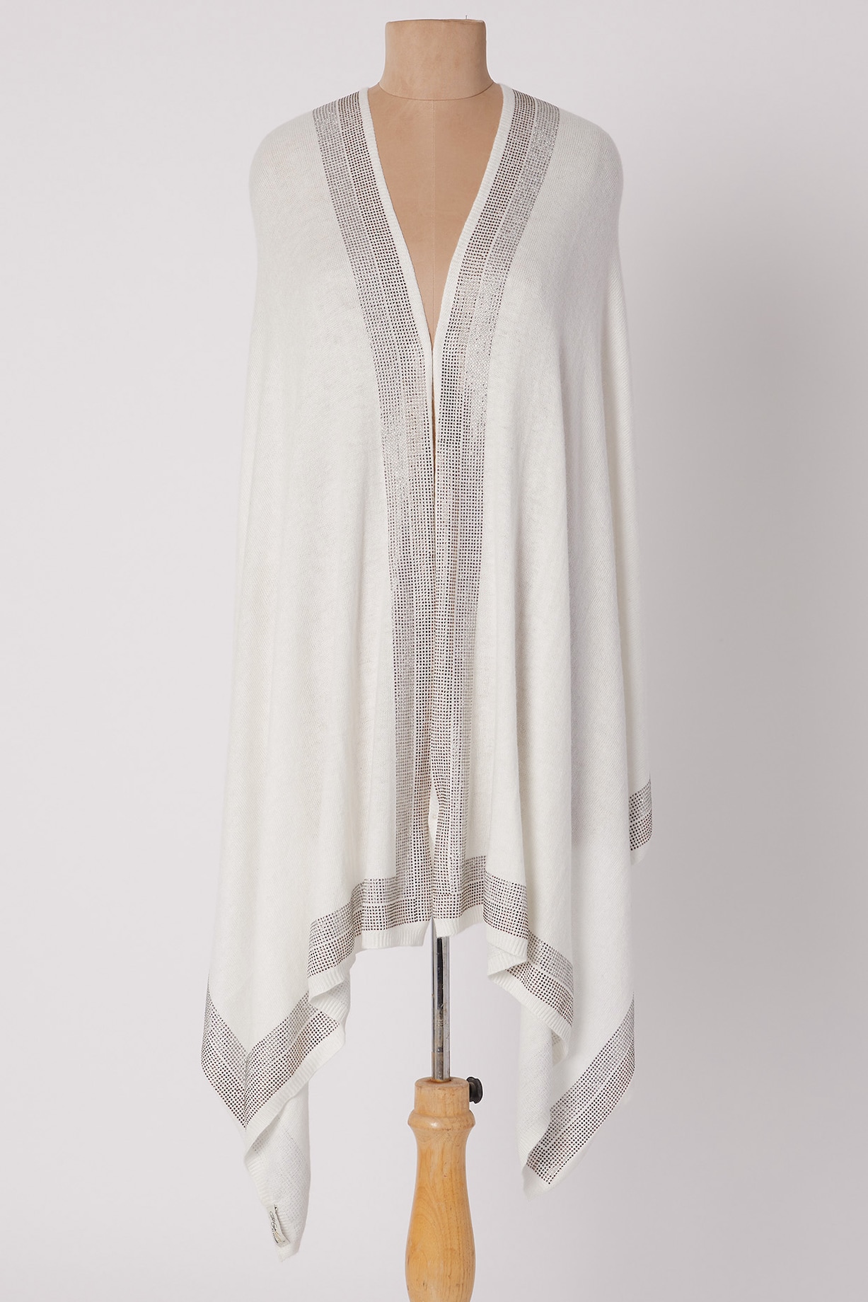 White Knitted & Swarovski Crystal Embroidered Shawl Design by Wrapture ...
