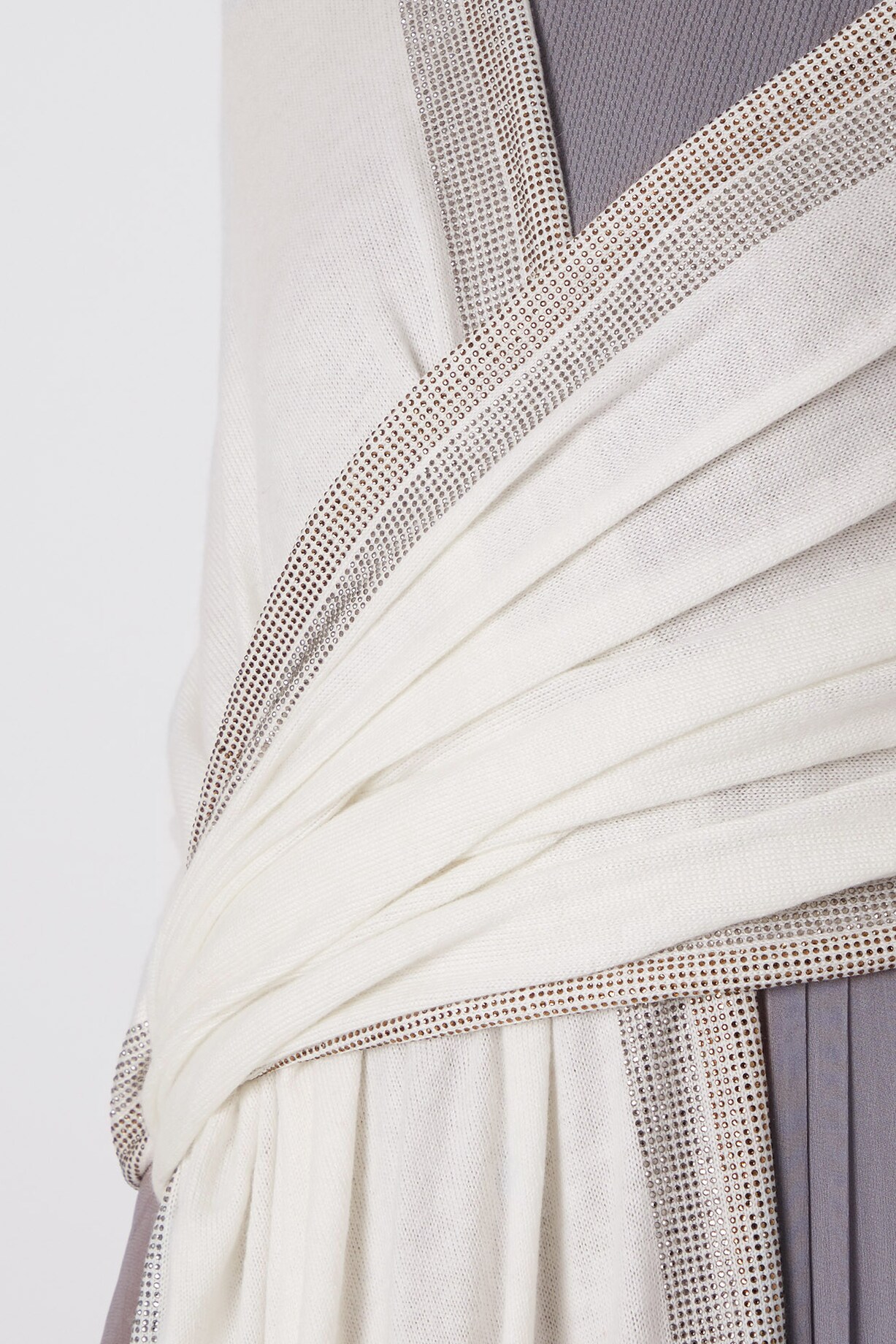 White Knitted & Swarovski Crystal Embroidered Shawl Design by Wrapture ...