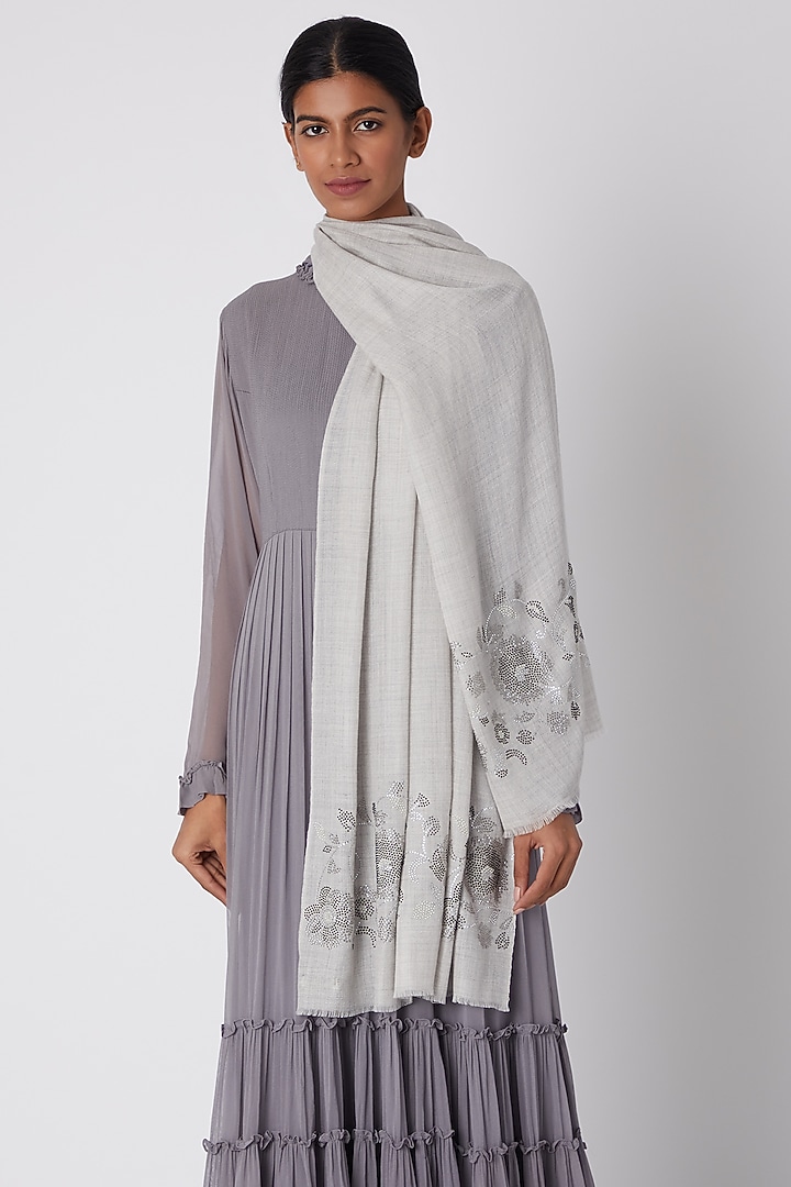Grey Swarovski Embroidered Shawl by Wrapture by Suzanne at Pernia's Pop ...
