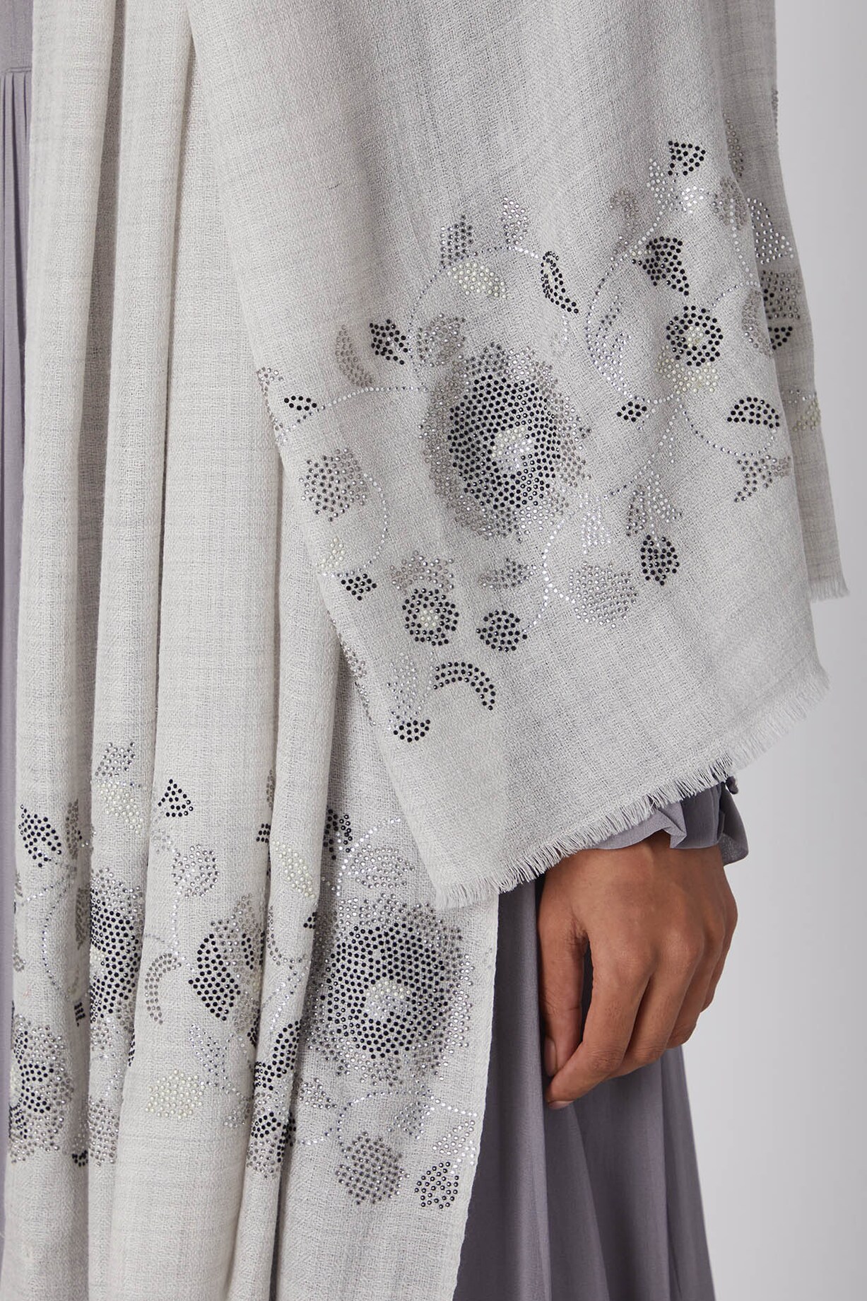 Grey Swarovski Embroidered Shawl by Wrapture by Suzanne at Pernia's Pop ...