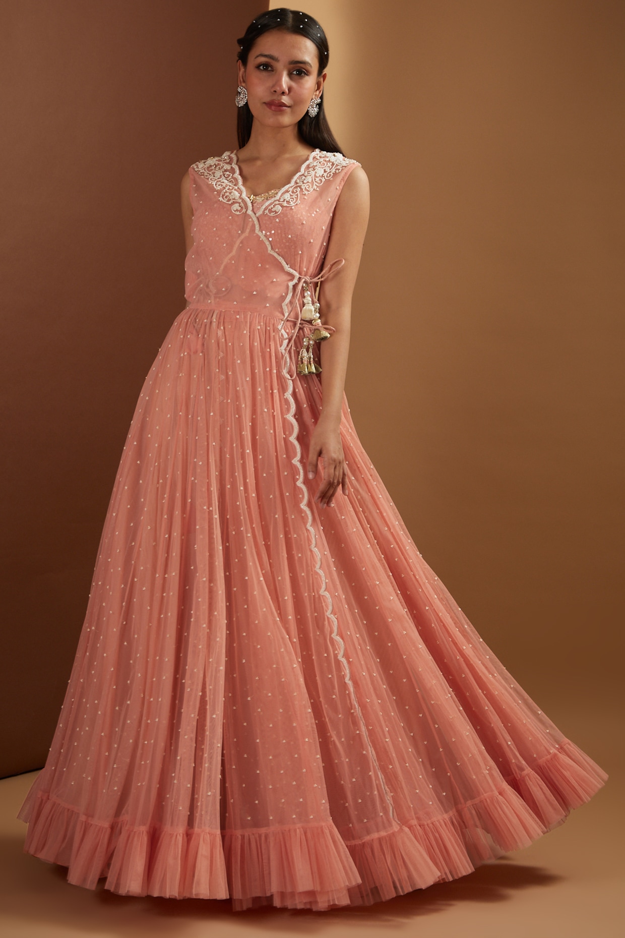 Brick Embroidered Angrakha Anarkali Set by Yashodhara at Pernia's Pop ...