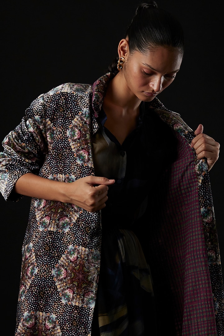 Multi-Colored Velvet Jacket Design by YAVI at Pernia's Pop Up Shop 2024