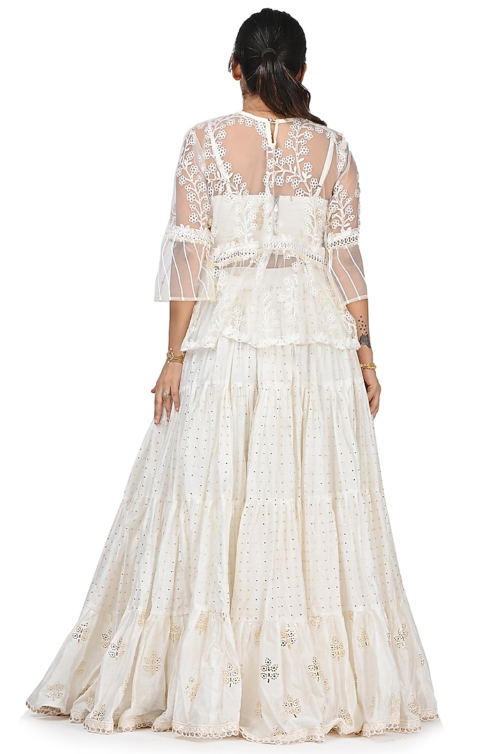 Ivory Chanderi Layered Lehenga Set Design by Yuvrani Jaipur at Pernia's ...
