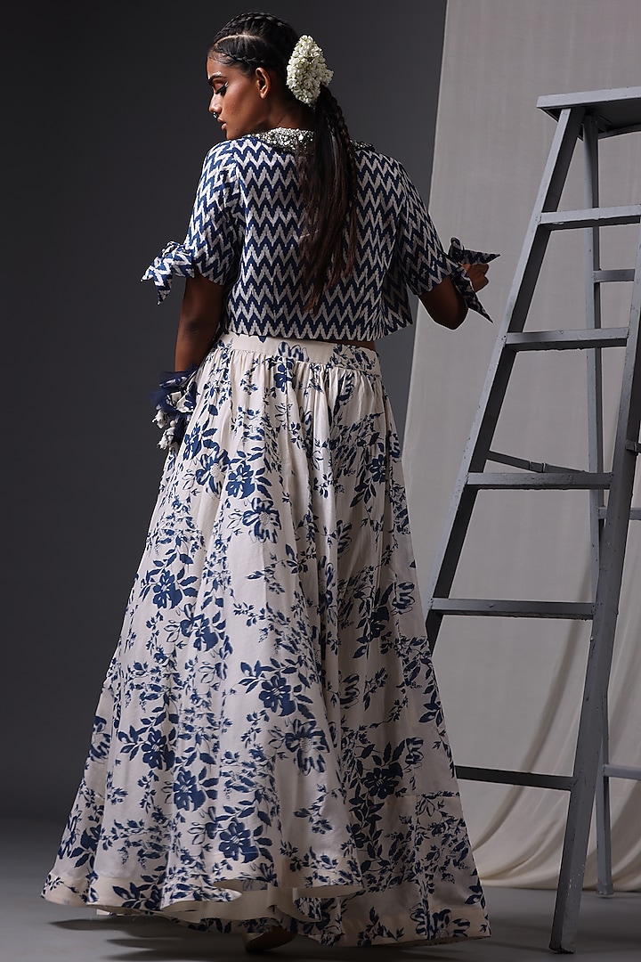 Blue & Off White Printed Lehenga Set by Yogita Kadam at Pernia's Pop Up ...