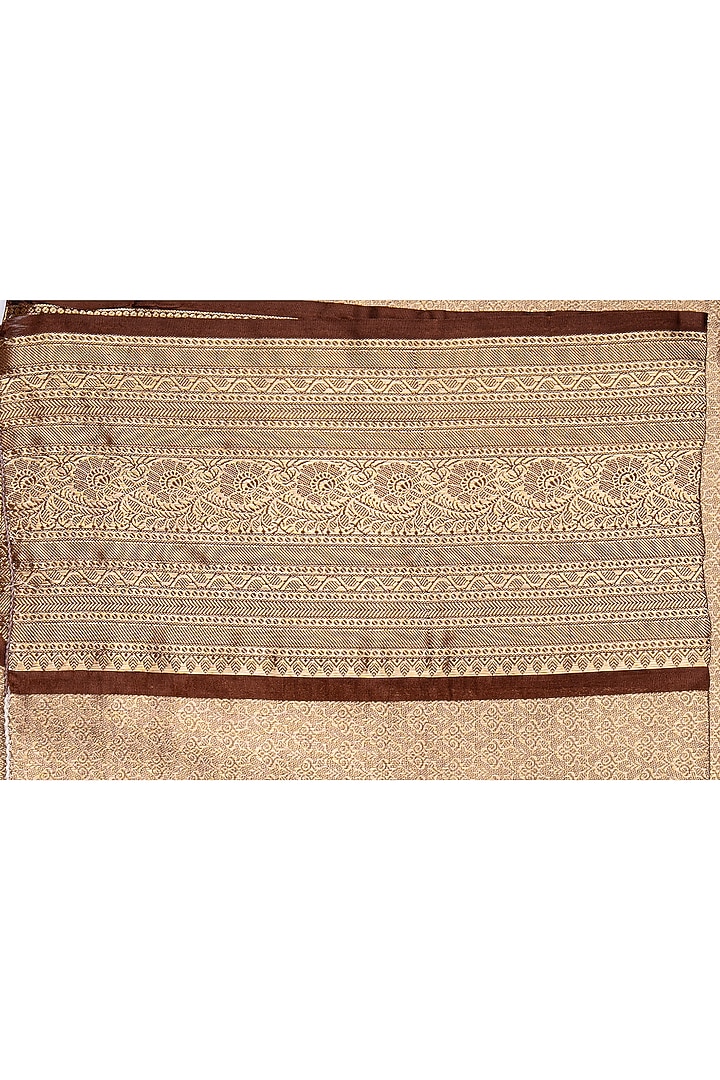 Brown-Cream Pure Katan Zari Silk Brocade Banarasi Handloom Party Wear ...