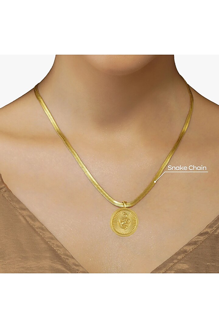 Gold Plated Snake & Moon Motif Coin Pendant Necklace Design by Zariin ...