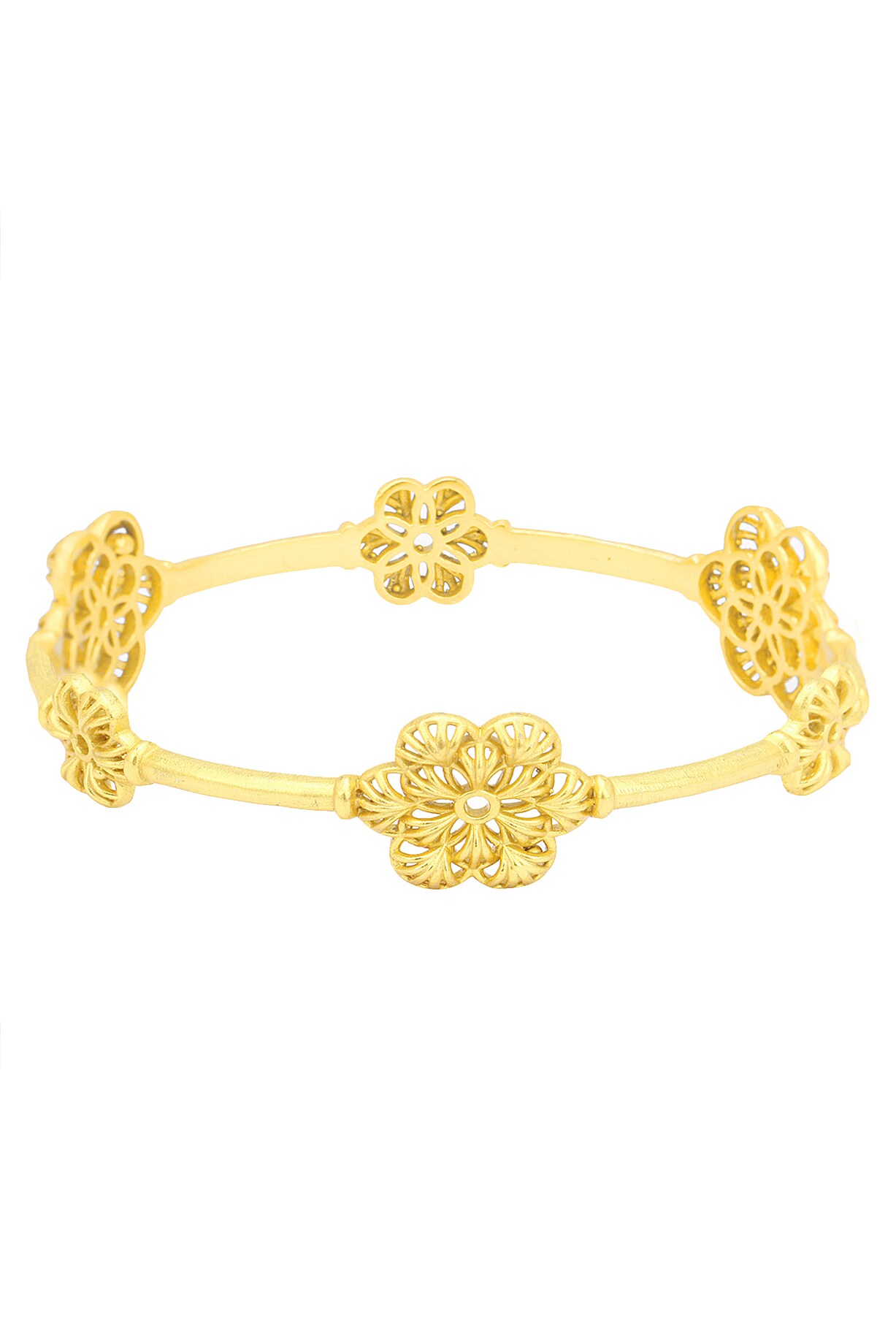 Gold plated flower motif bangle available only at Pernia's Pop Up Shop ...