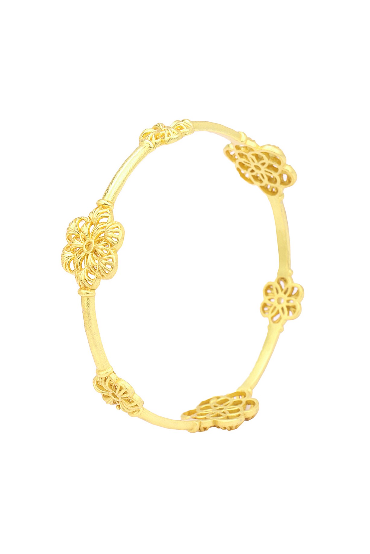 Gold plated flower motif bangle available only at Pernia's Pop Up Shop ...