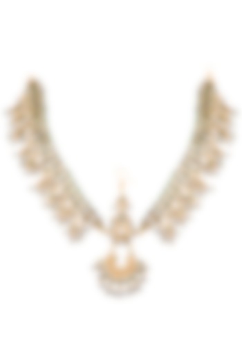 Gold Plated Glass & Pearl Meenakari Mathapati Design by Zevar by Geeta ...