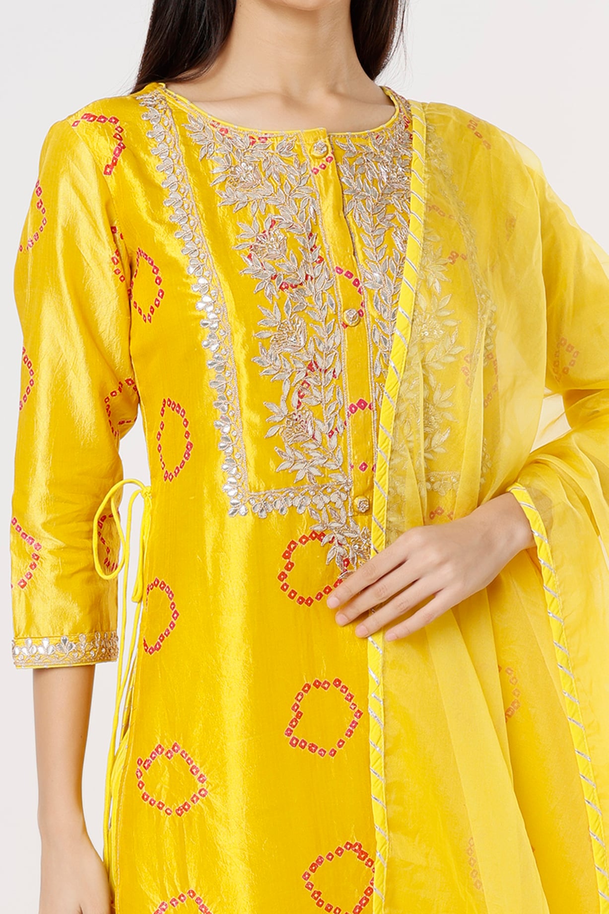Yellow Silk Bandhej Sharara Set by Zari Jaipur at Pernia's Pop Up Shop 2025