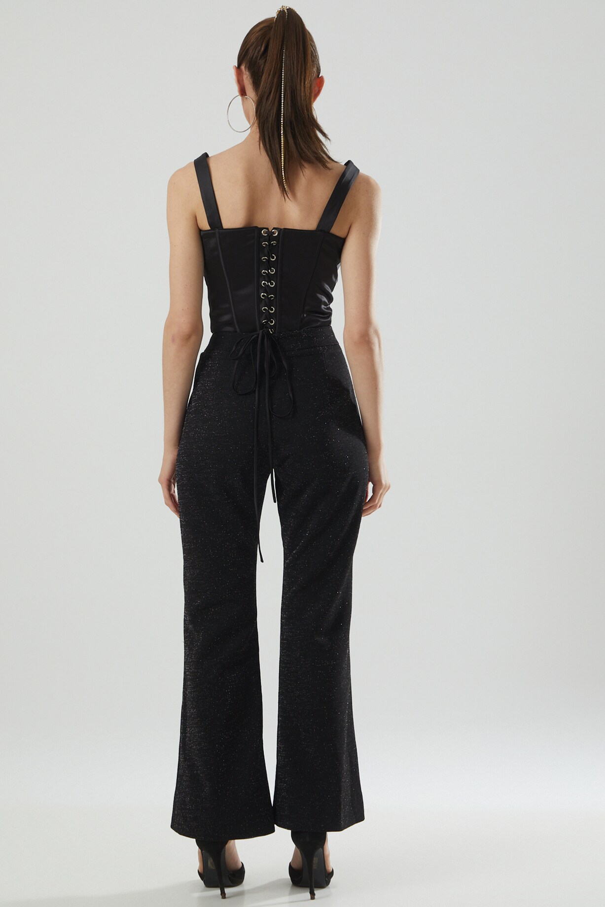 Black Dutch Satin Corset Design by Zosia at Pernia's Pop Up Shop 2024