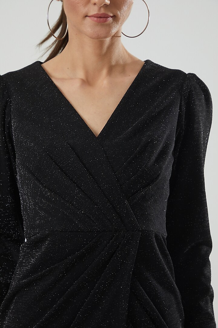 Black Lurex Draped Dress Design by Zosia at Pernia's Pop Up Shop 2026